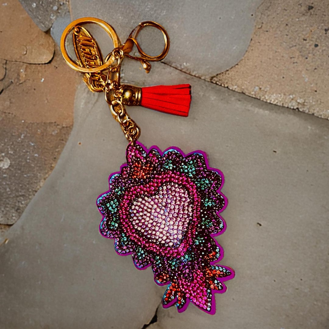 Hearts A Flame Rhinestone Key Chain EXCLUSIVE. Purse, Bag Charm, Key ...