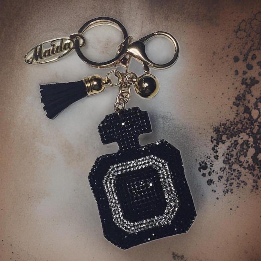 Perfume Bottle Rhinestone Key Chain EXCLUSIVE Purse Bag Charm, Back ...
