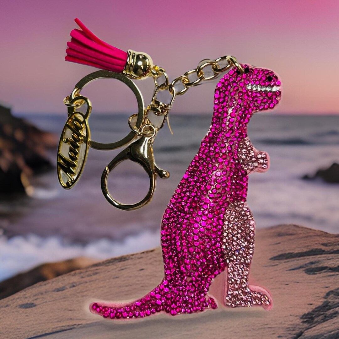 Pink Rhinestone T-rex Keychain: Bling Dinosaur Purse Charm Exclusive - Etsy