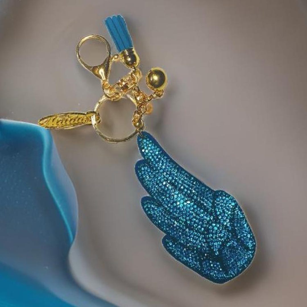 Blue Angel Wings Rhinestone Key Chain: Bling Purse Bag Charm. Exclusive ...