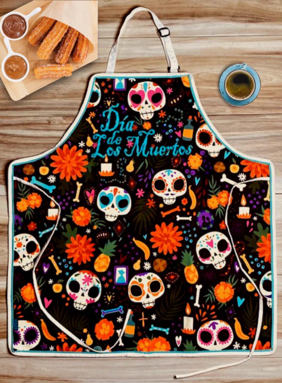 Day of the Dead Apron, Sugar Skull Print - Etsy