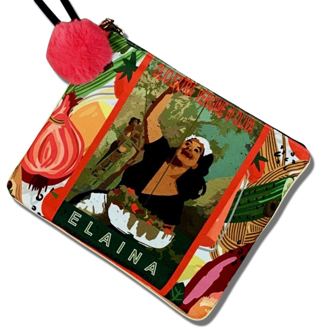 Elaina Large Clutch Bag: Exclusive Design Canvas Pouch With Pom-pom - Etsy