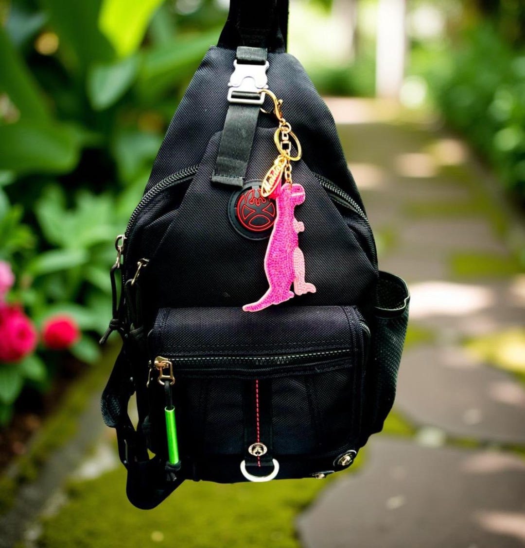 Dinosaur Pink T Rex Rhinestone Key Chain - Bling Dinosaur Purse Charm ...