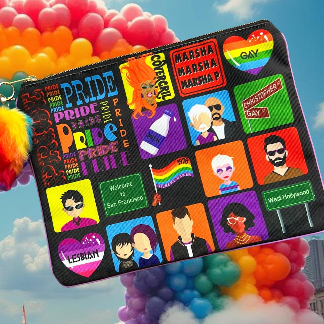 PRIDE Large Clutch Bag: LGBTQ+ Design With Rainbow Pom-pom Special ...