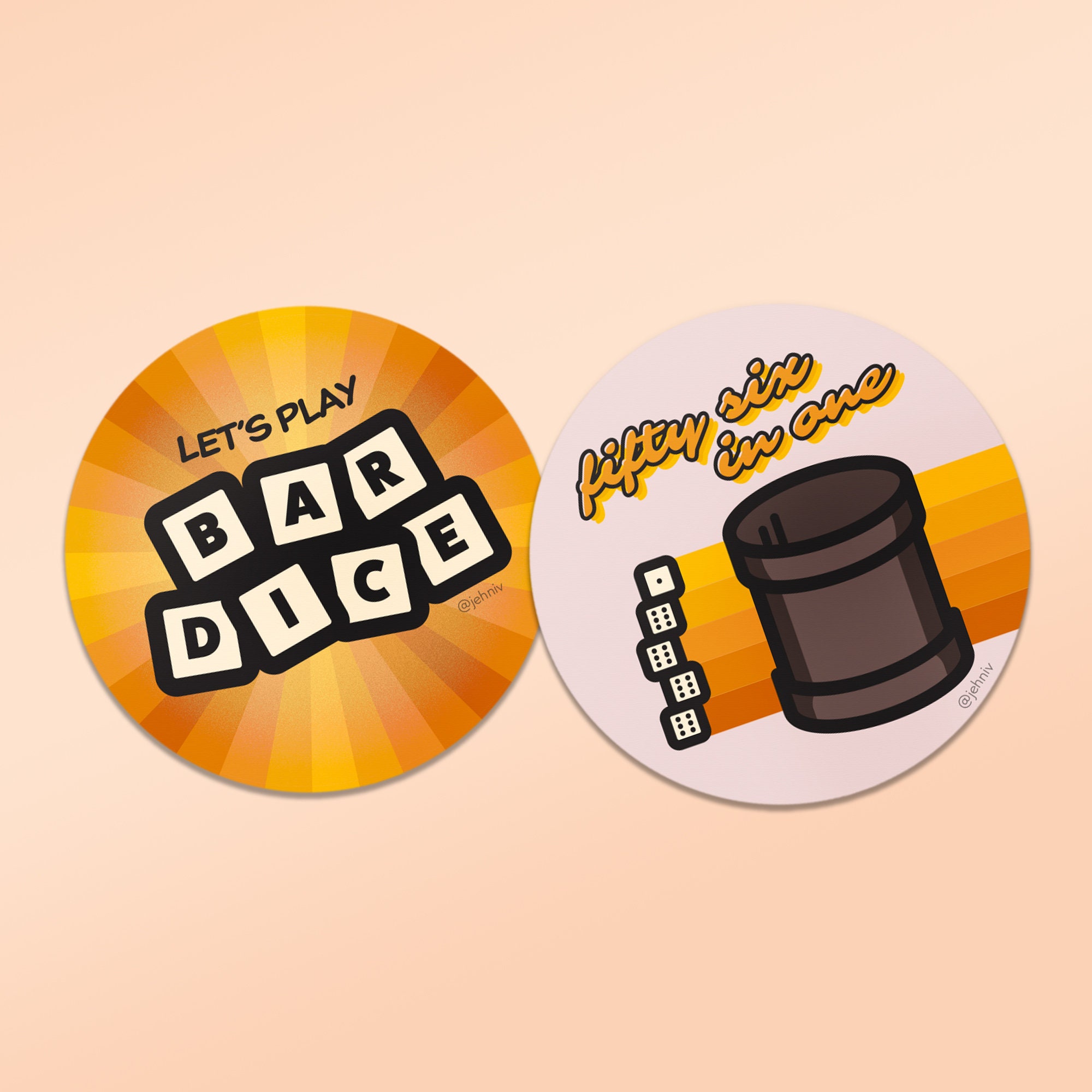 Bar Dice Vinyl Sticker Set of 2 – "let's Play Bar Dice" – "fifty Six in ...