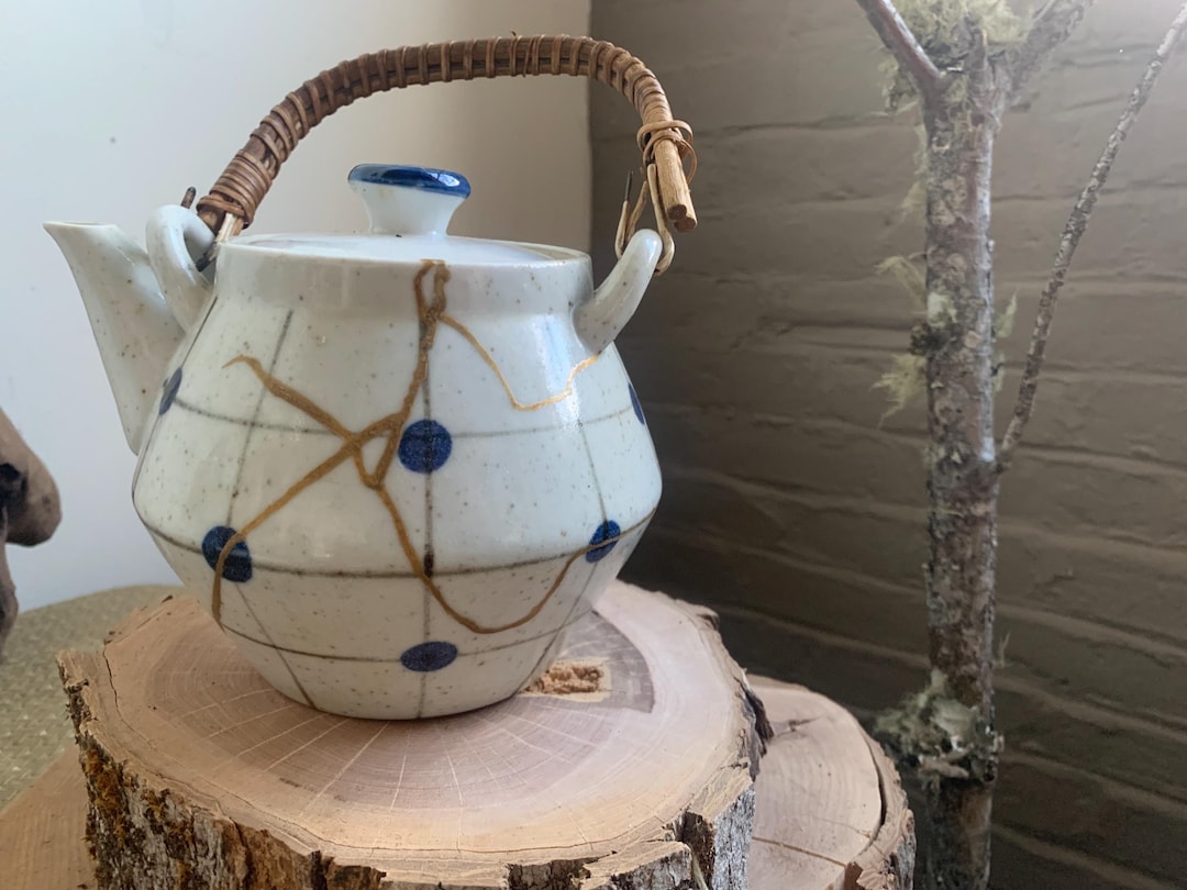 Blue and White Kintsugi Tea Pot - Etsy