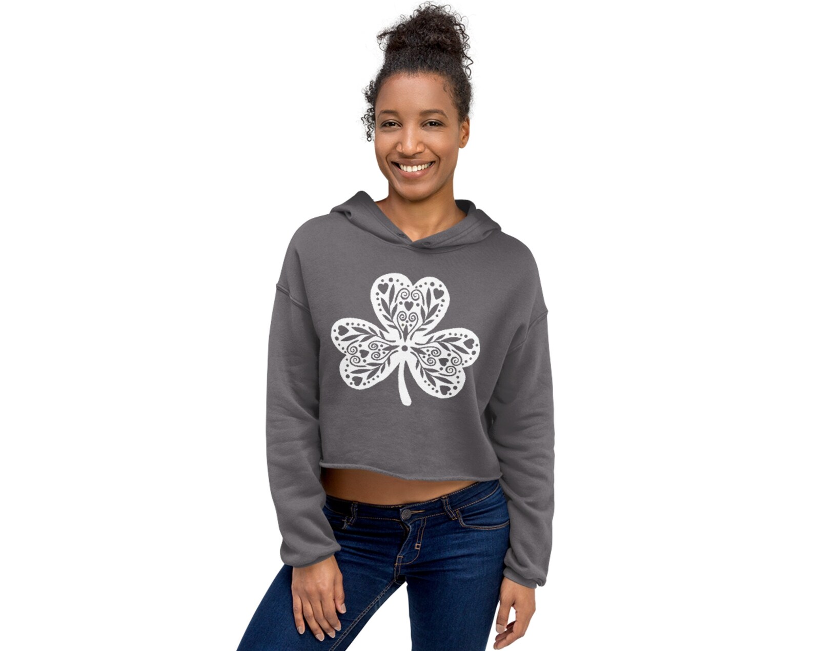 Shamrock Hooded Crop Sweatshirt St Patricks Day Hoodie Etsy