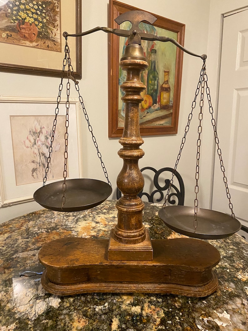 Antique Balance Weight Scale With Wood and Brass, Scales of Justice - Etsy