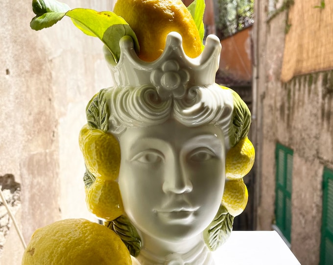 Testa Di Moro Vase limone Lemons/ Sicilian Moore Head Porcelain ...
