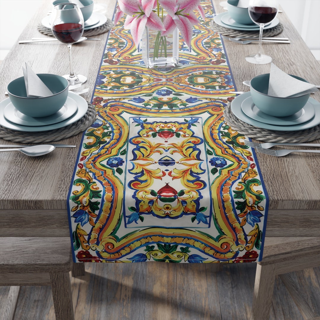 Colorful Italian Sicilian Majolica Table Runner - Etsy