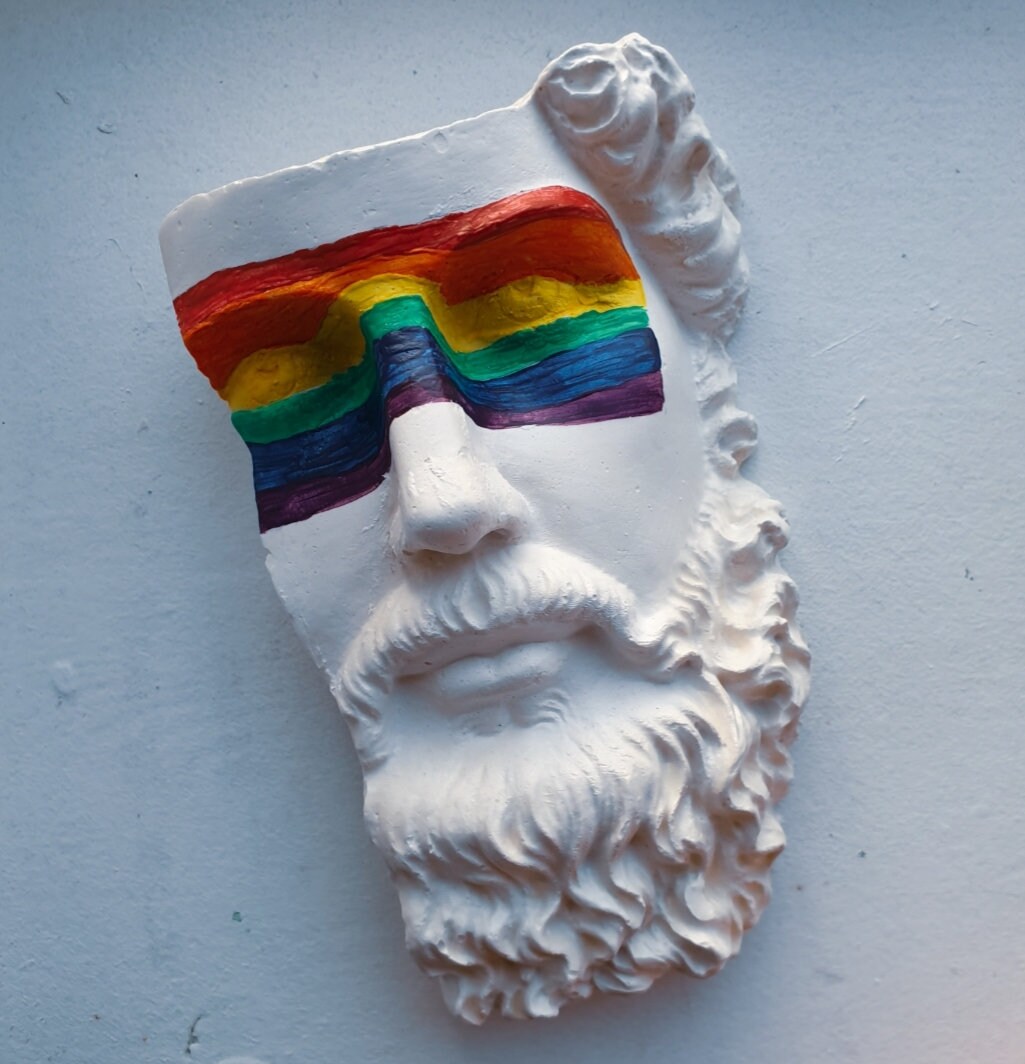 LGBTQ Flag, Zeus Statue, Gay Art, Gay Sculpture, Pride Home Decor, Male ...