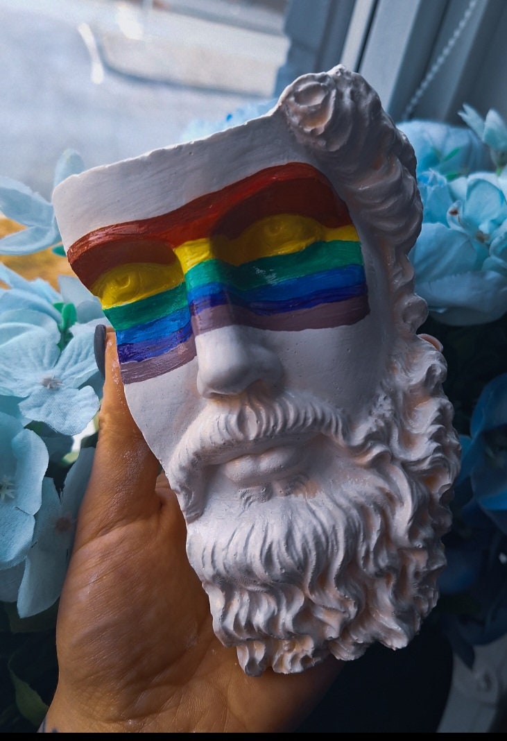 LGBTQ Flag, Zeus Statue, Gay Art, Gay Sculpture, Pride Home Decor, Male ...