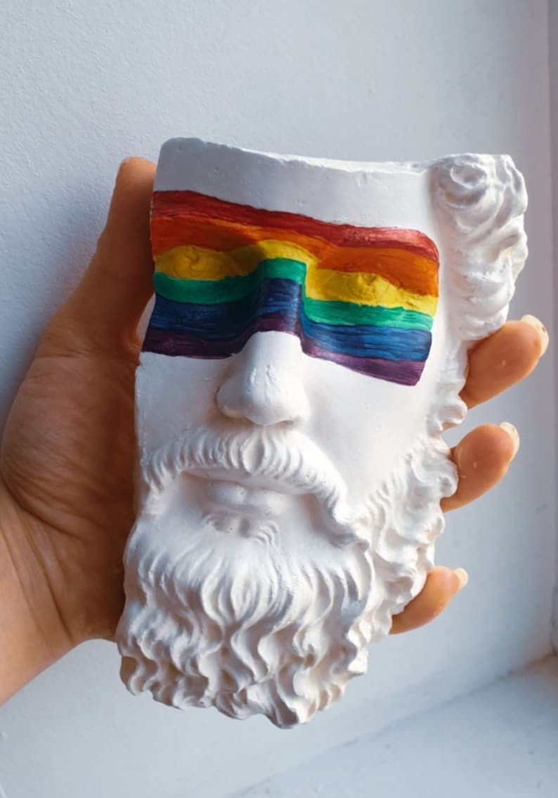 LGBTQ Flag, Zeus Statue, Gay Art, Gay Sculpture, Pride Home Decor, Male ...