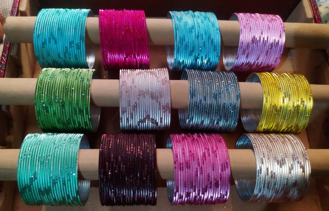 Size 2.12 Pastel Colors Metal Bangles 24 Metal Bangles Stylish Bangles ...