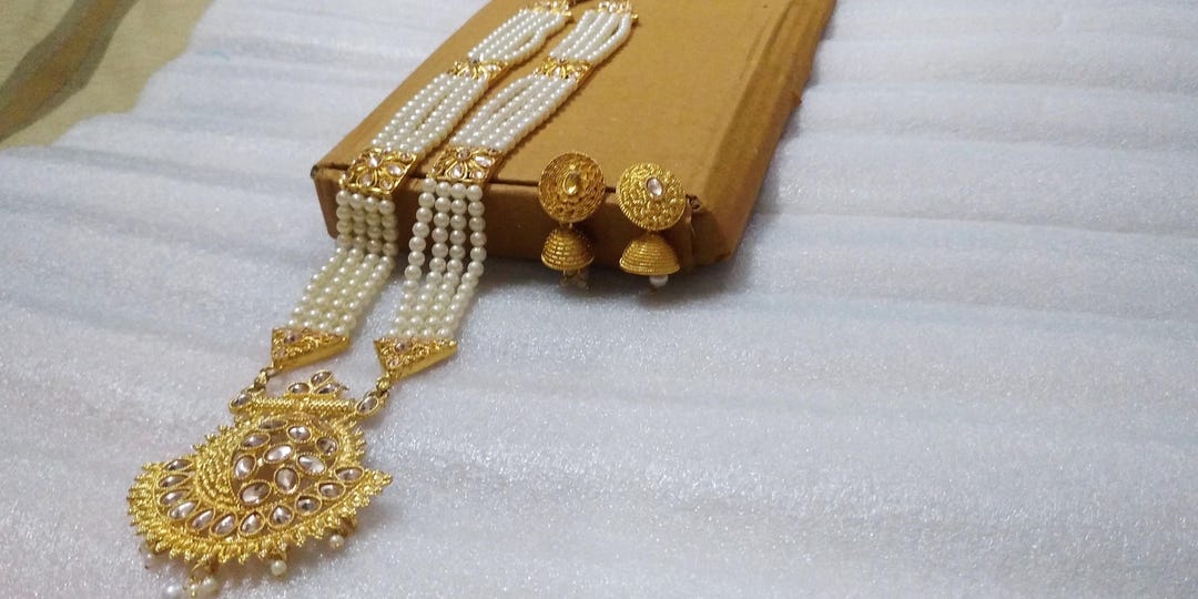 Kundan and Pearl Rani Haar Artificial Jwellery Indian Rani Haar Women ...