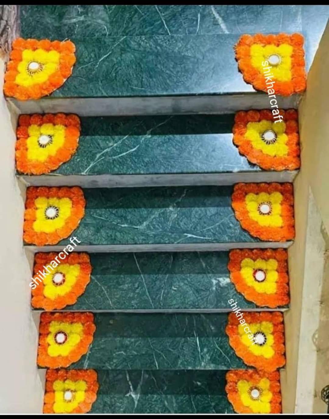 Diwali,christmas,wedding Decoration Stairs Mat Artificial Marigold ...