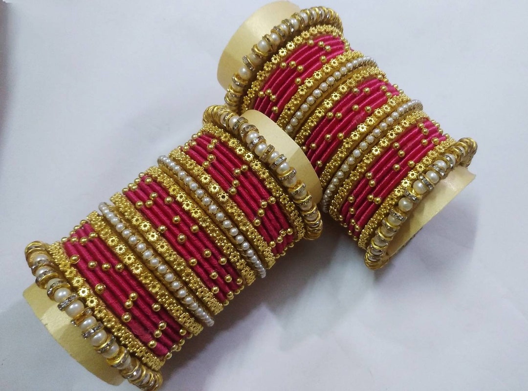 Bridal Silk Thread Bangles Set 44 Bangles for Bridal Handmade Bangles ...