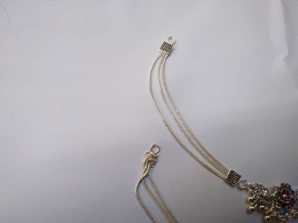 Pink Stone Silver Shine Anklet 3 Layer Chain Anklet Women - Etsy