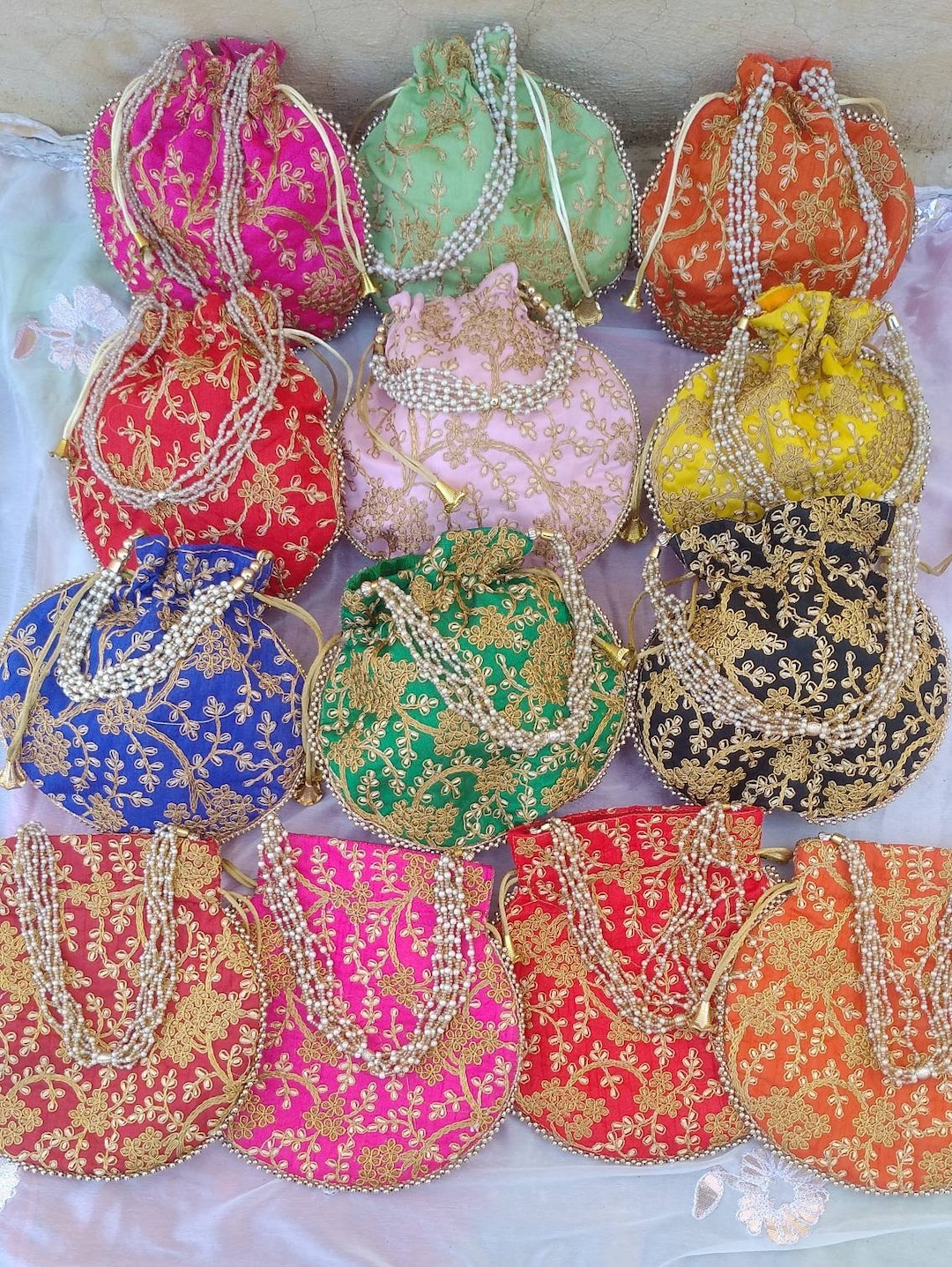Indian Potli Bags Handmade Potli Bags Embroidery Work Potli Bags ...