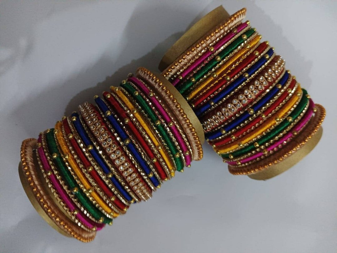 Multi Silk Thread Bridal Bangles Handmade Bangles Bridal - Etsy