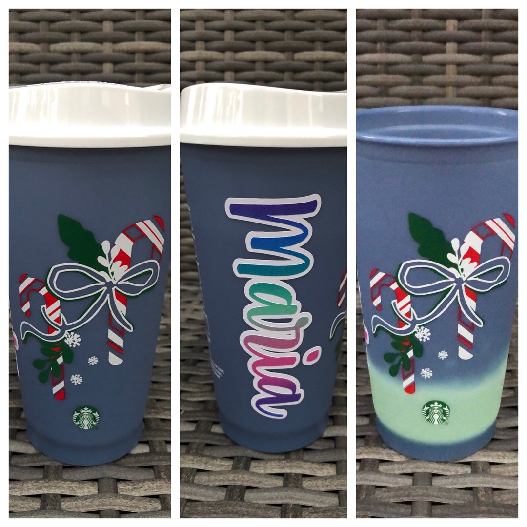 Personalized 16 Oz Starbucks Color Changing Hot Cup With a Candy Cane ...
