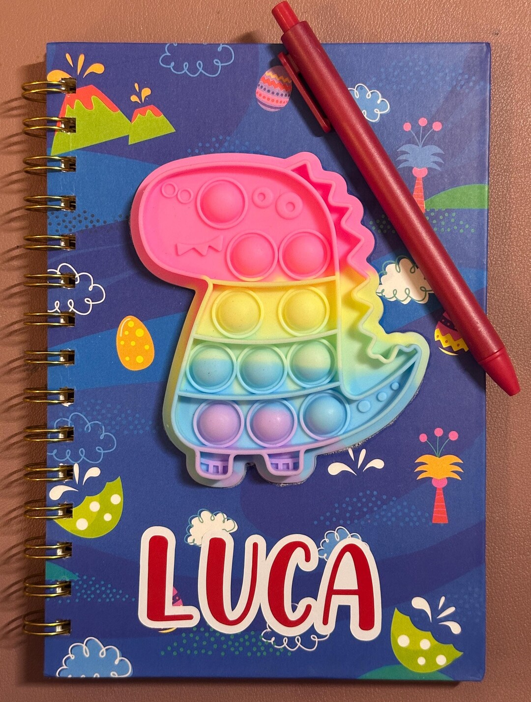 Personalized Kids' Spiral Pop-it Fidget Notebook Set With Pen ...
