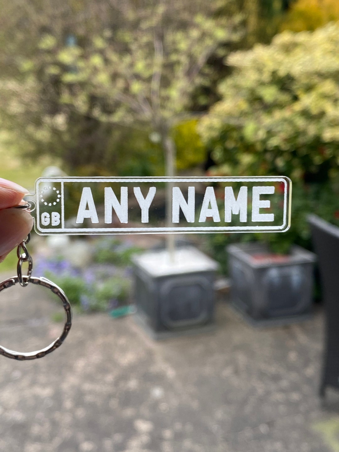 Personalised Number Plate Keyring: Laser Engraved Acrylic Keychain ...