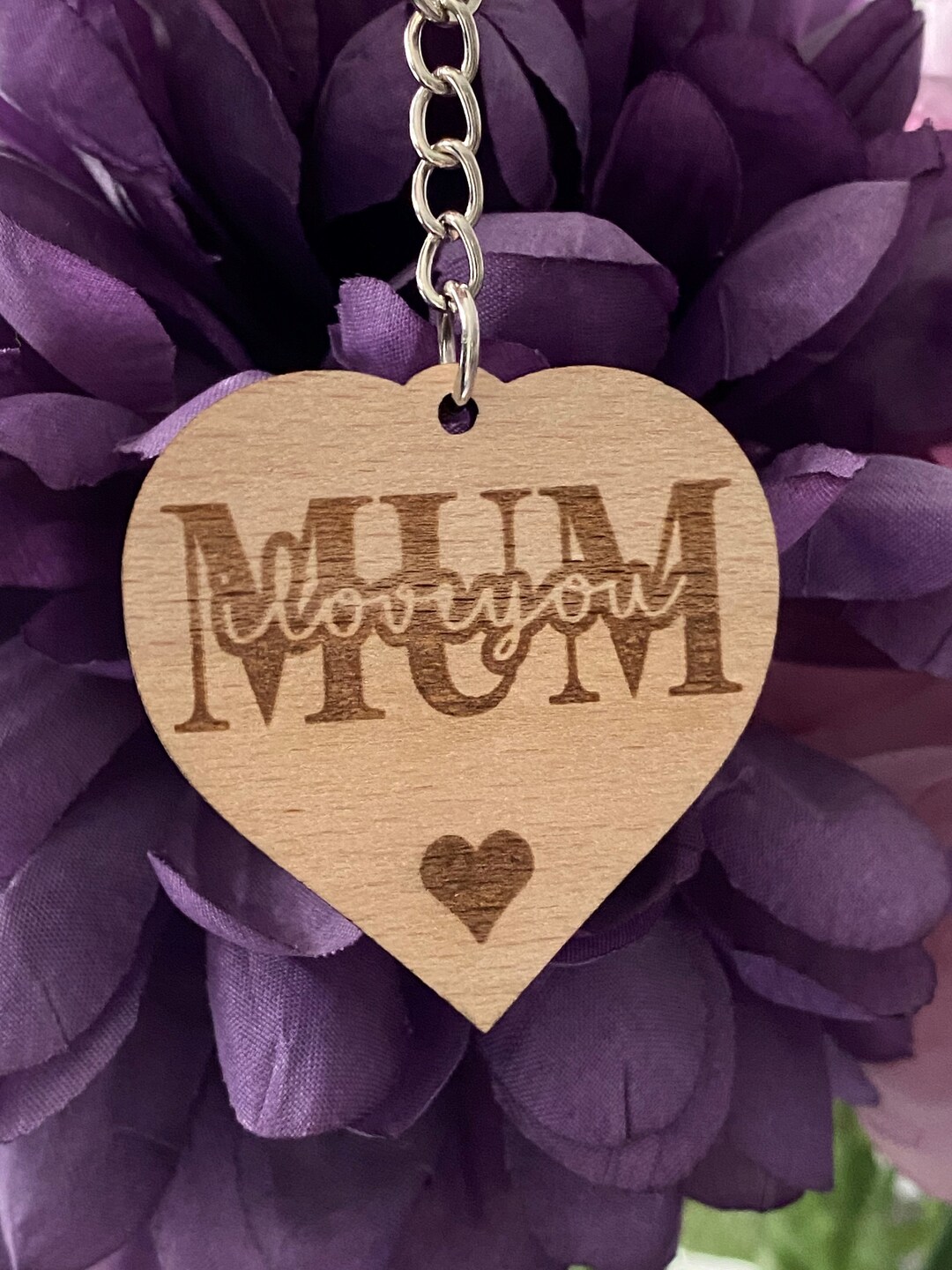Personalised Mum Keyring I Love You Heart Keychain Mom - Etsy