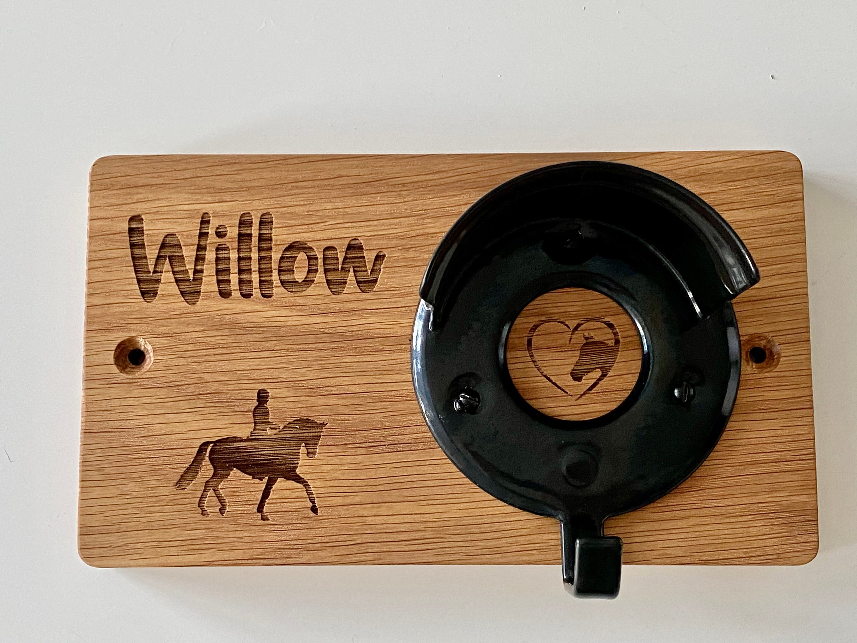 Personalised Bridle Hook Solid Oak, Choice of Design, Bridle Holder ...