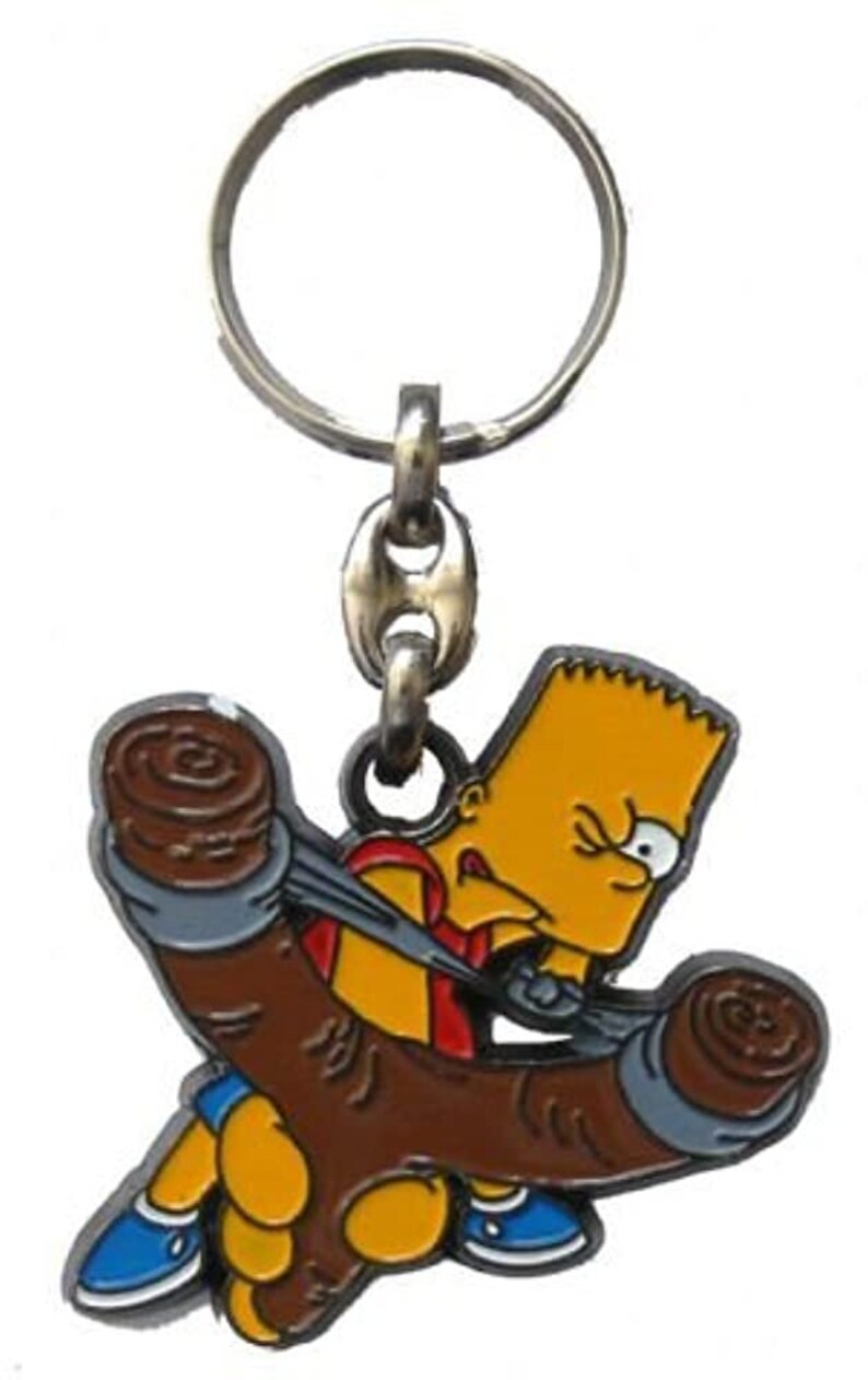 The Simpsons Bart Simpson Catapult Enamelled Licensed Keychain-keyring ...