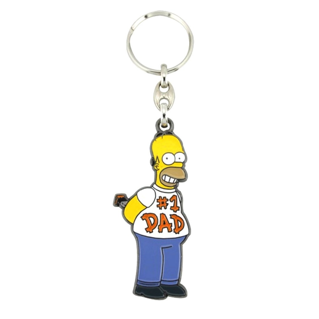 The Simpsons Homer Simpson No.1 Dad Enamelled Licensed Keychain-keyring ...
