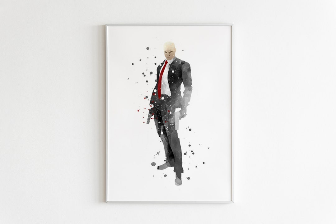 Hitman POSTER: Watercolor Wall Art, Agent 47 Art Decor, Hitman Wall ...