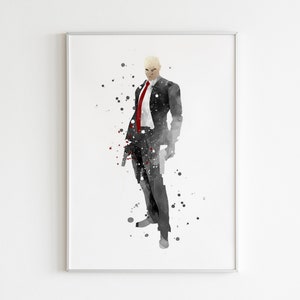 Hitman POSTER: Watercolor Wall Art, Agent 47 Art Decor, Hitman Wall ...