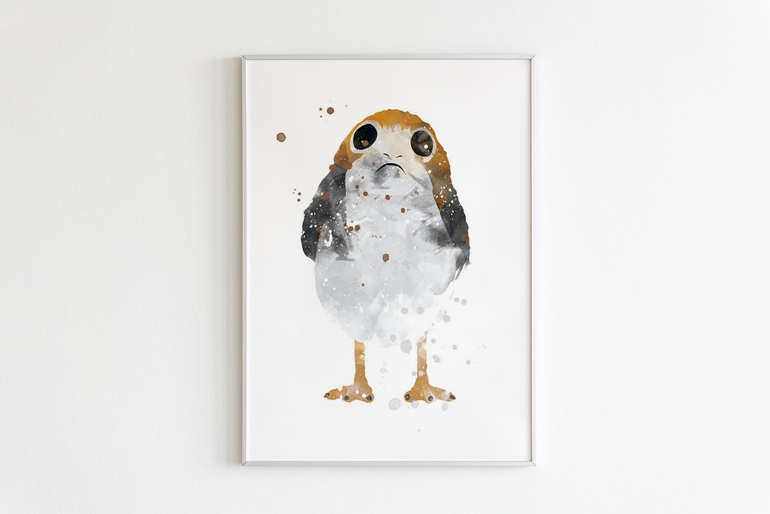 Porg POSTER: Watercolor Wall Art, Porg Art Decor, Star Wars Character ...