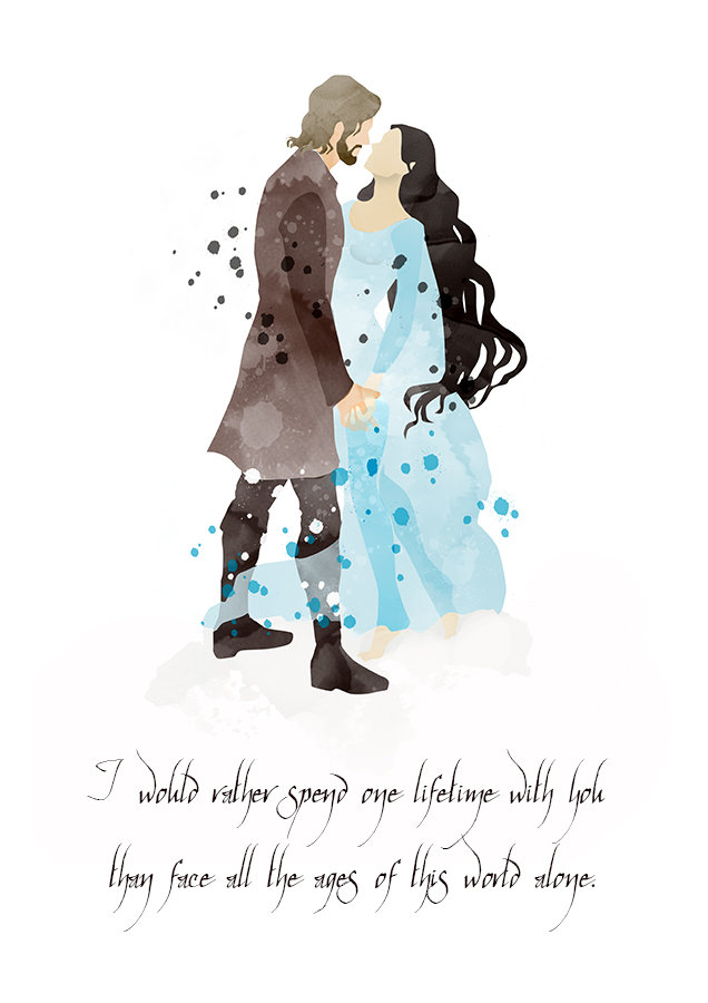 Arwen and Aragorn Quote POSTER: Watercolor Wall Art Lords of - Etsy