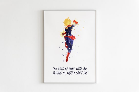 Captain Marvel Quote POSTER: Watercolor Wall Art Marvel - Etsy