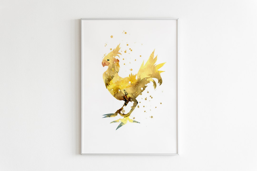 Chocobo POSTER: Watercolor Wall Art, Final Fantasy Art Decor, Game ...