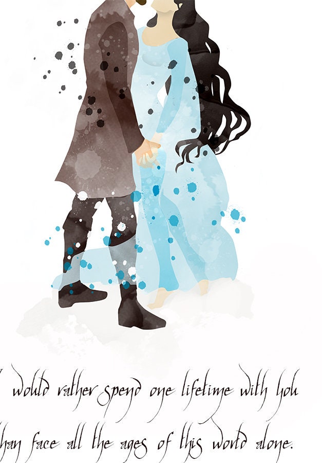 Arwen and Aragorn Quote POSTER: Watercolor Wall Art Lords of - Etsy