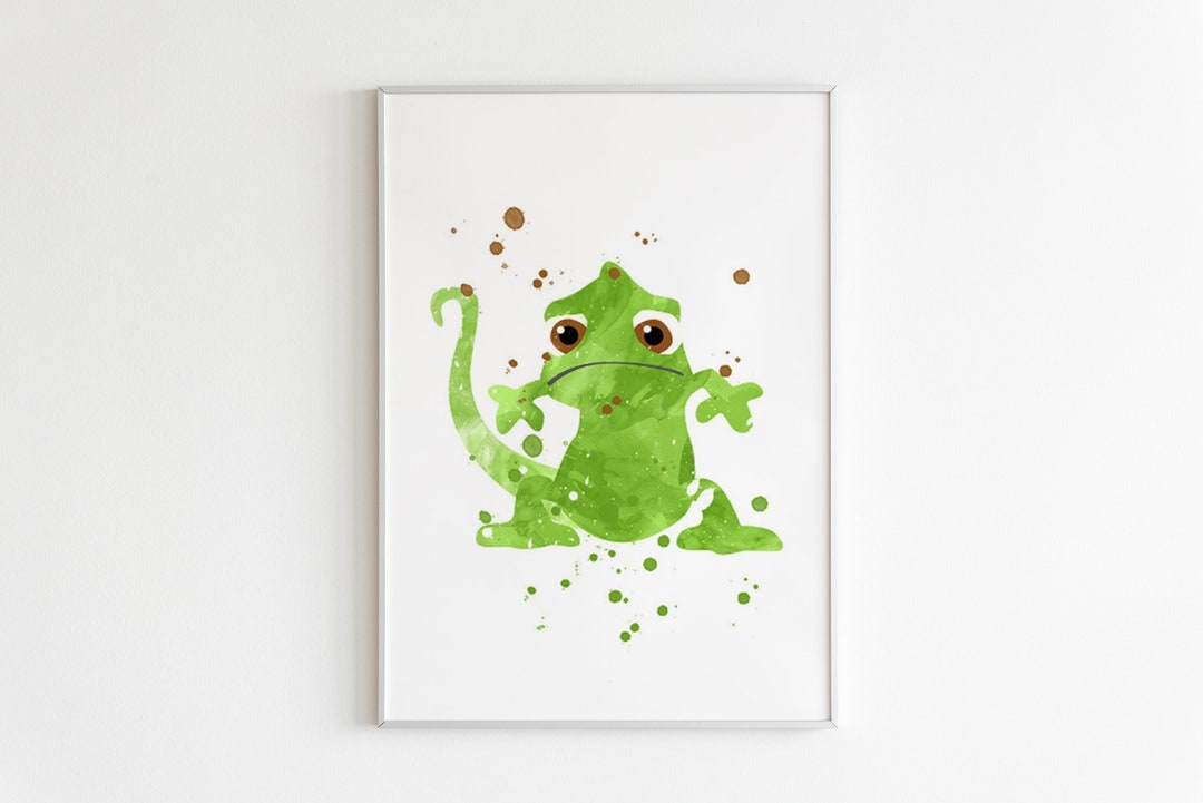 Pascal POSTER: Watercolor Wall Art, Tangled Art Decor, Cartoon ...