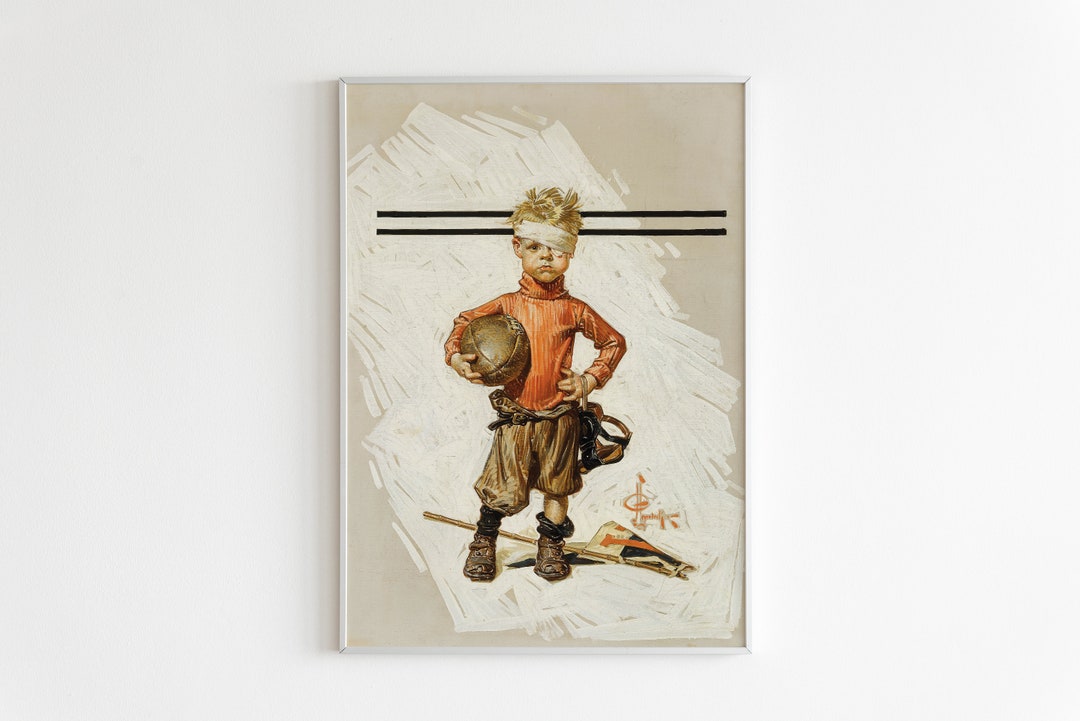 Joseph Leyendecker POSTER: Beat-up Boy Football Hero the Saturday ...