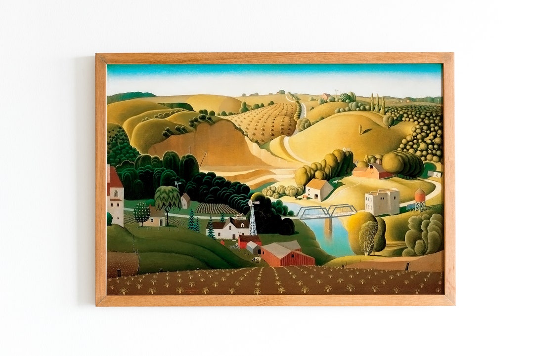 Grant Wood POSTER VIII: Reproduction of Grant Wood Painting, Stone City ...