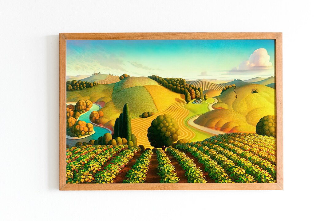 Grant Wood POSTER IX: Reproduction of Grant Wood Painting, Vineyard ...