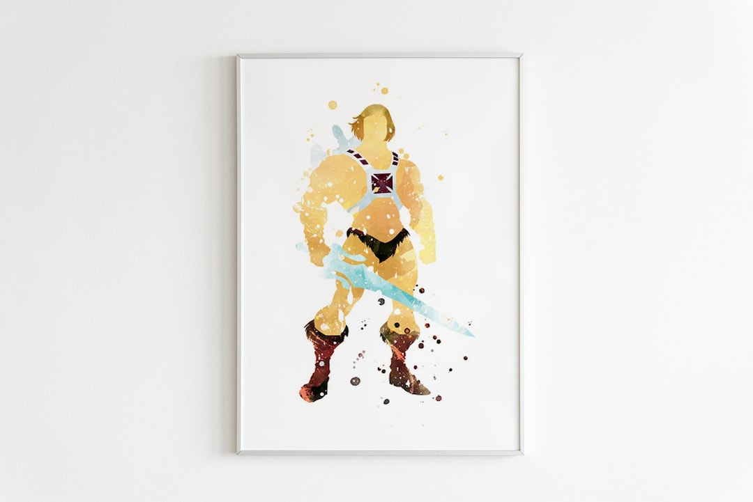 He-man POSTER: Watercolor Wall Art, He-man Art Decor, Cartoon Character ...