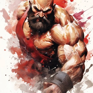 Zangief II POSTER: Watercolor Wall Art, Street Fighter Art Decor, Game ...