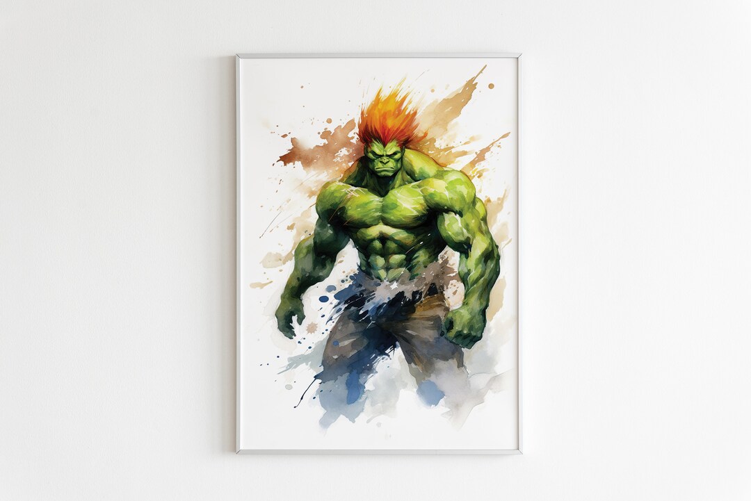 Blanka IV POSTER: Watercolor Wall Art, Street Fighter Art Decor, Game ...