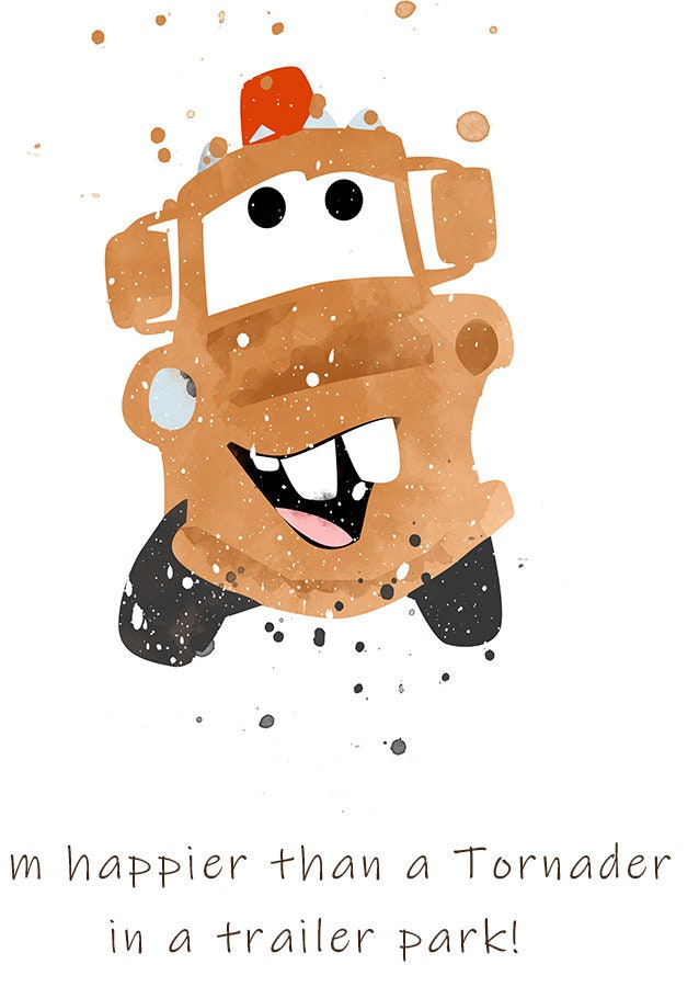 Mater Quote POSTER: Watercolor Wall Art Cars Art Decor - Etsy