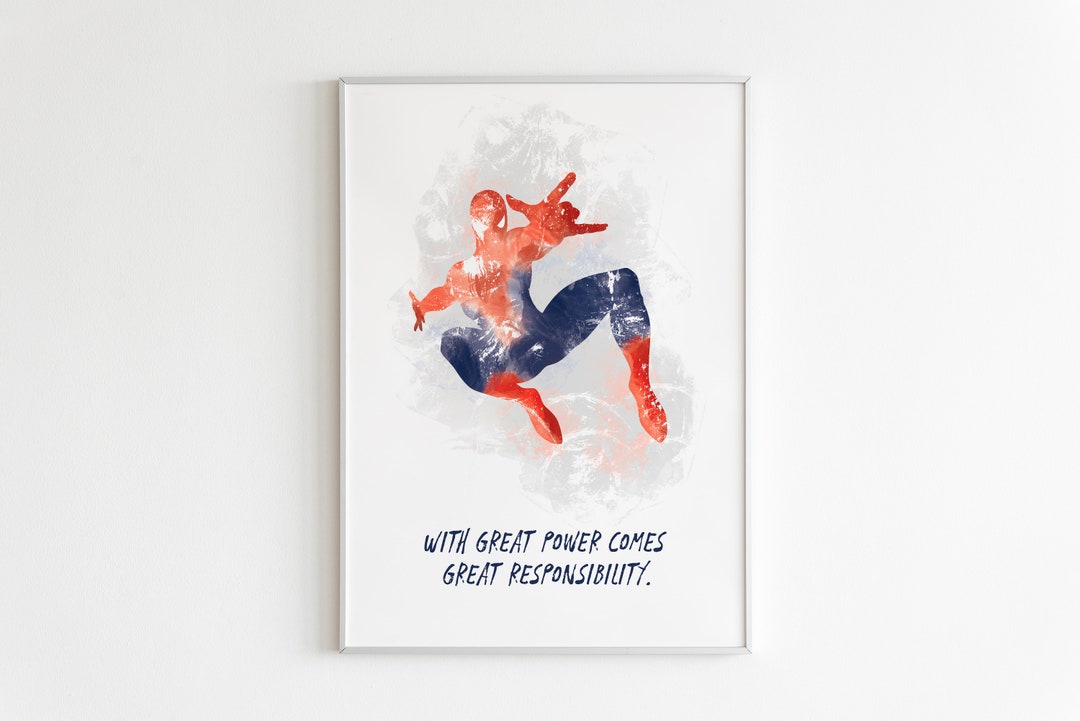 Spider-man Quote POSTER: Watercolor Wall Art, Marvel Comics Art Decor ...