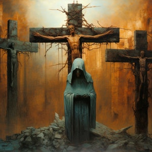 Jesus Christ Crucified POSTER: Wall Decor Inspired by Beksinski Art ...