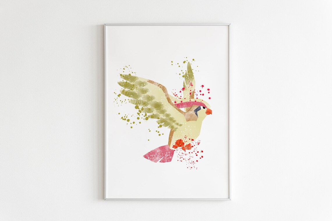 Pidgey POSTER: Watercolor Wall Art Pokemon Art Decor Manga - Etsy