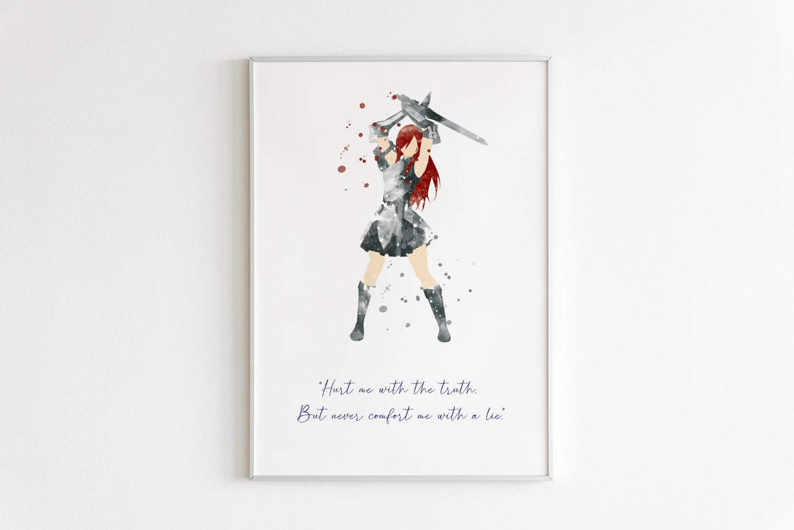 Erza Scarlet Quote POSTER: Watercolor Wall Art Fairy Tail Art - Etsy